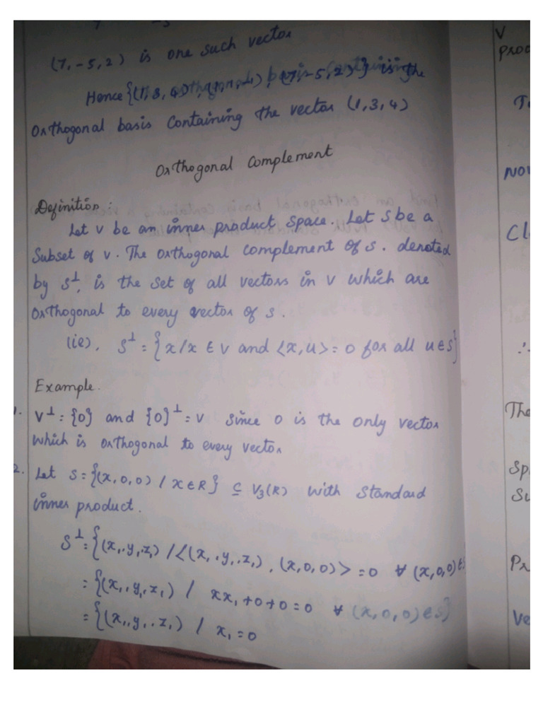 Orthogonal Complement Notes | PDF