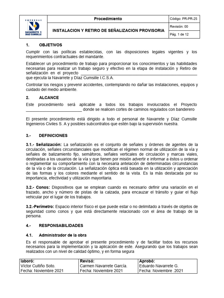 PR-PR-30 Instalacion y Retiro Señalizacion Provisoria | PDF | Semáforo | Ambulancia