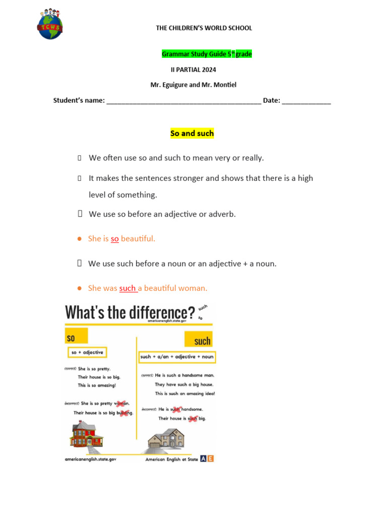 Grammar Study Guide 5th Desarrollada | PDF | Adjective | Turtle