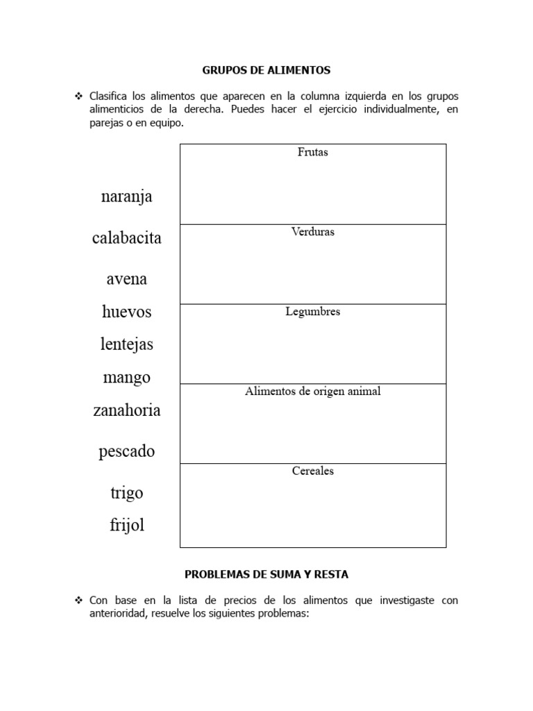 Grupos de Alimentos | PDF