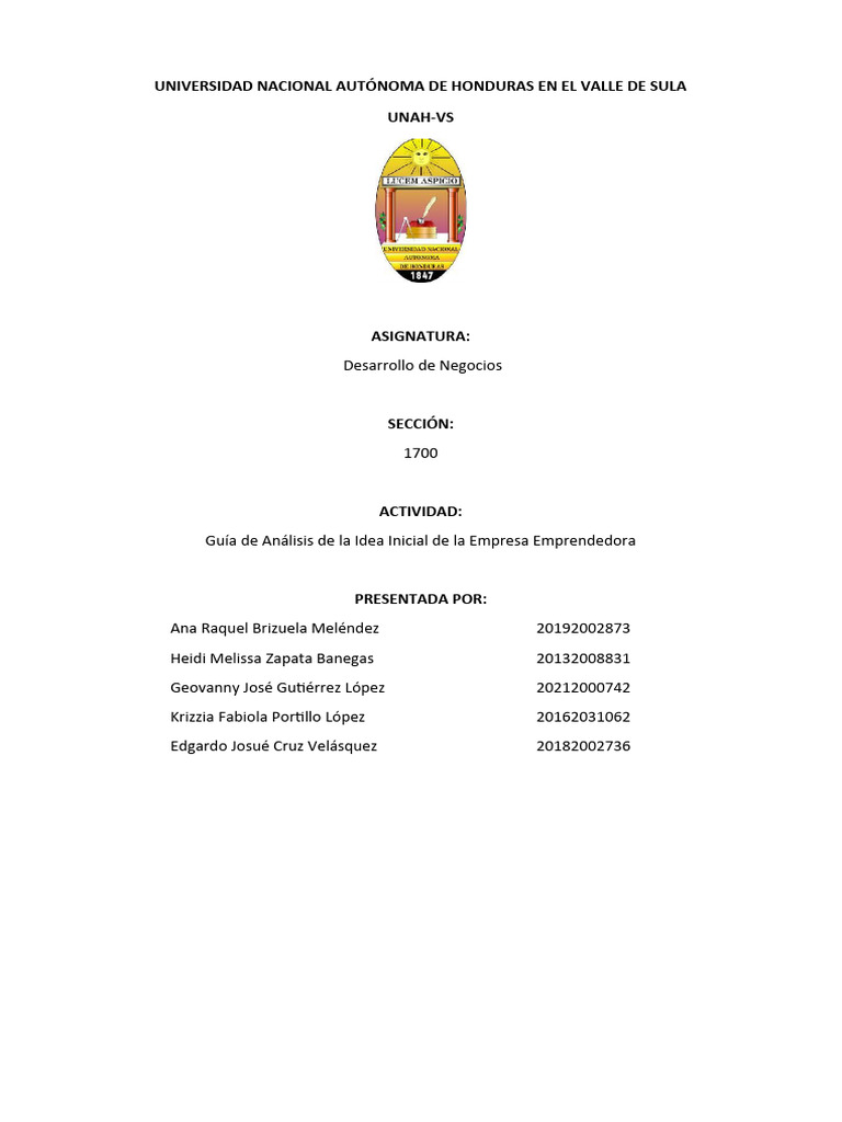 Guía para Emprendedores UNAH-VS | PDF