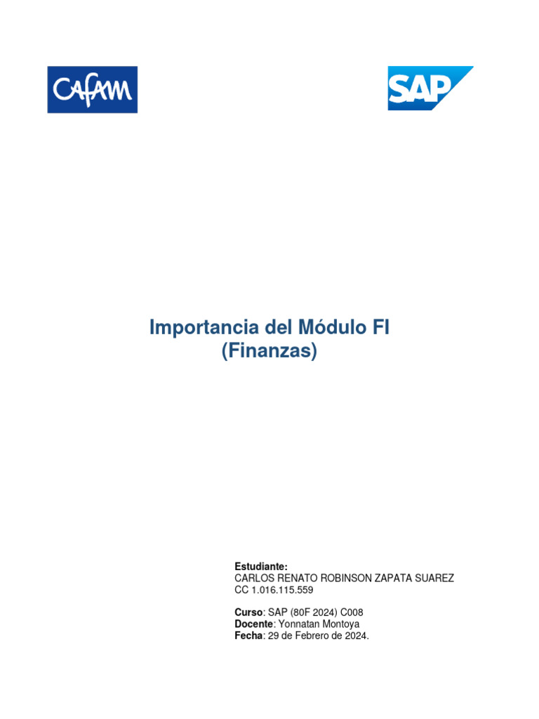 Importancia Del Módulo FI | PDF | Contabilidad | Business