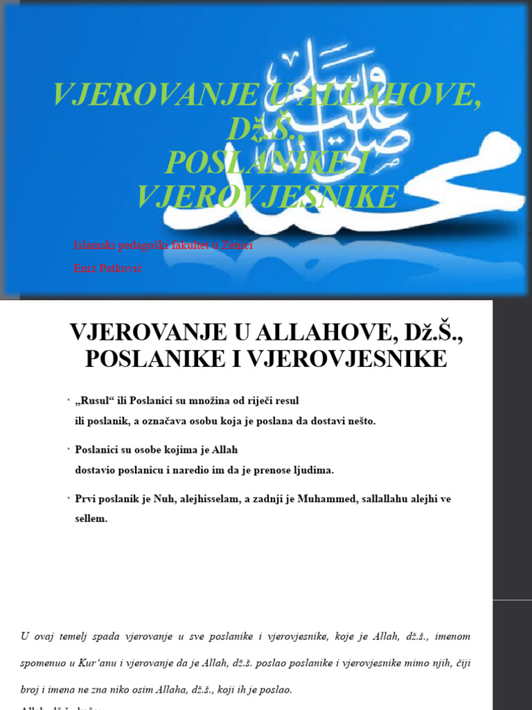 Vjerovanje U Poslanike I Vjerovjesnike POO | PDF