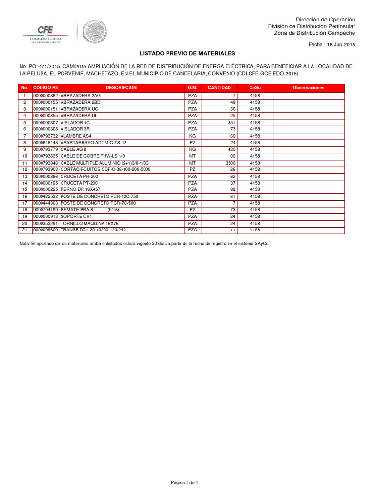 Materiales Cfe | Descargar gratis PDF | Electricidad | Ingenieria Eléctrica