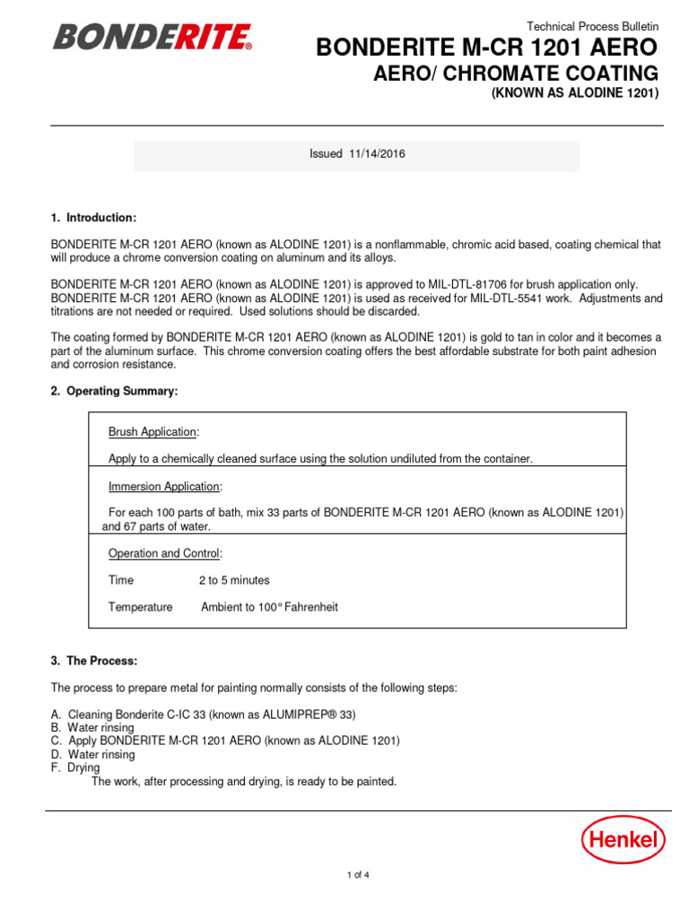 Alodine 1201 Conversion Coating | PDF | Chemical Processes | Materials