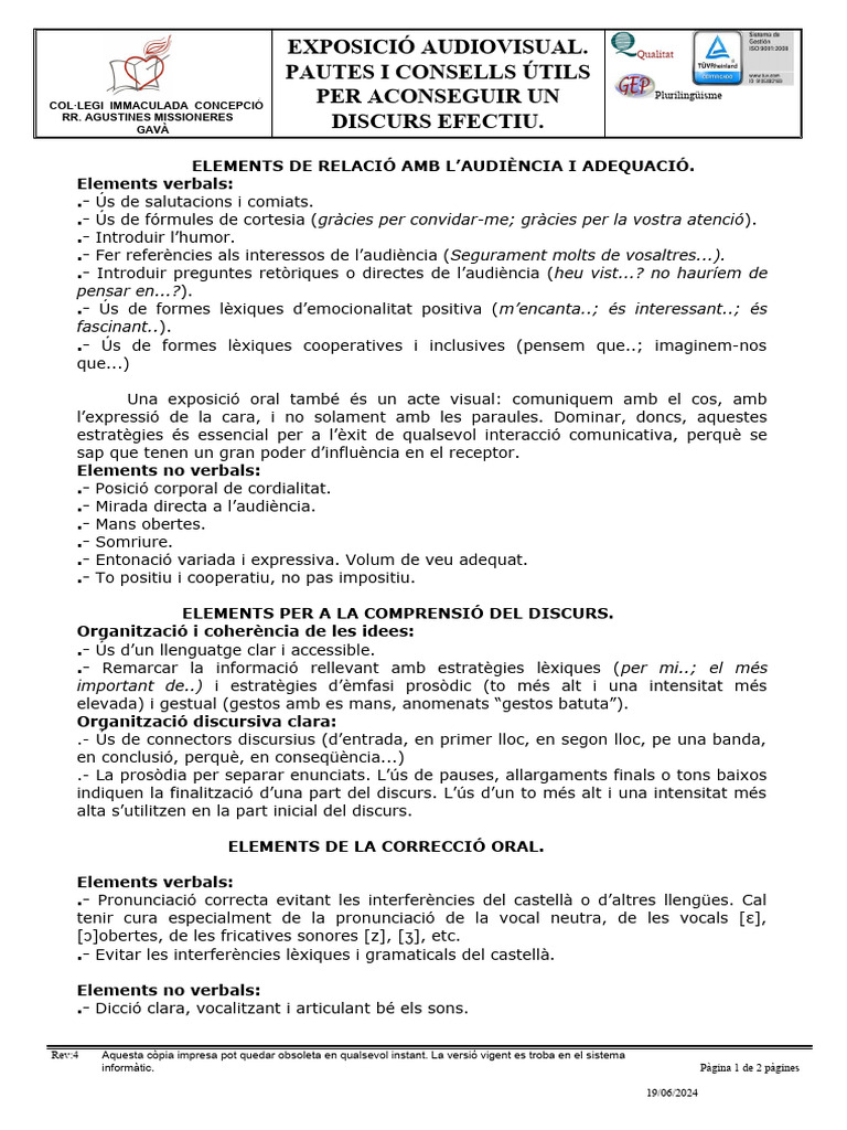 Pautes I Consells Utils Expressio Oral3 | PDF