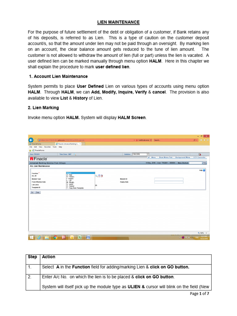 Chapter 8 -Lien Maintenance | PDF | Menu (Computing) | Cursor (User Interface)
