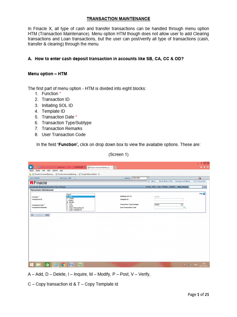 Finacle X Transaction Maintenance Guide | PDF | Credit Card | Debit Card
