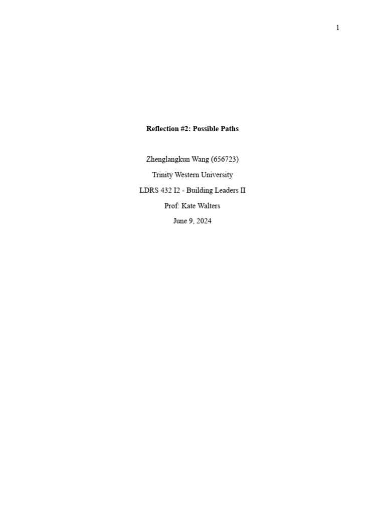 Reflection 2 Possible Paths | PDF | Psychotherapy | Communication
