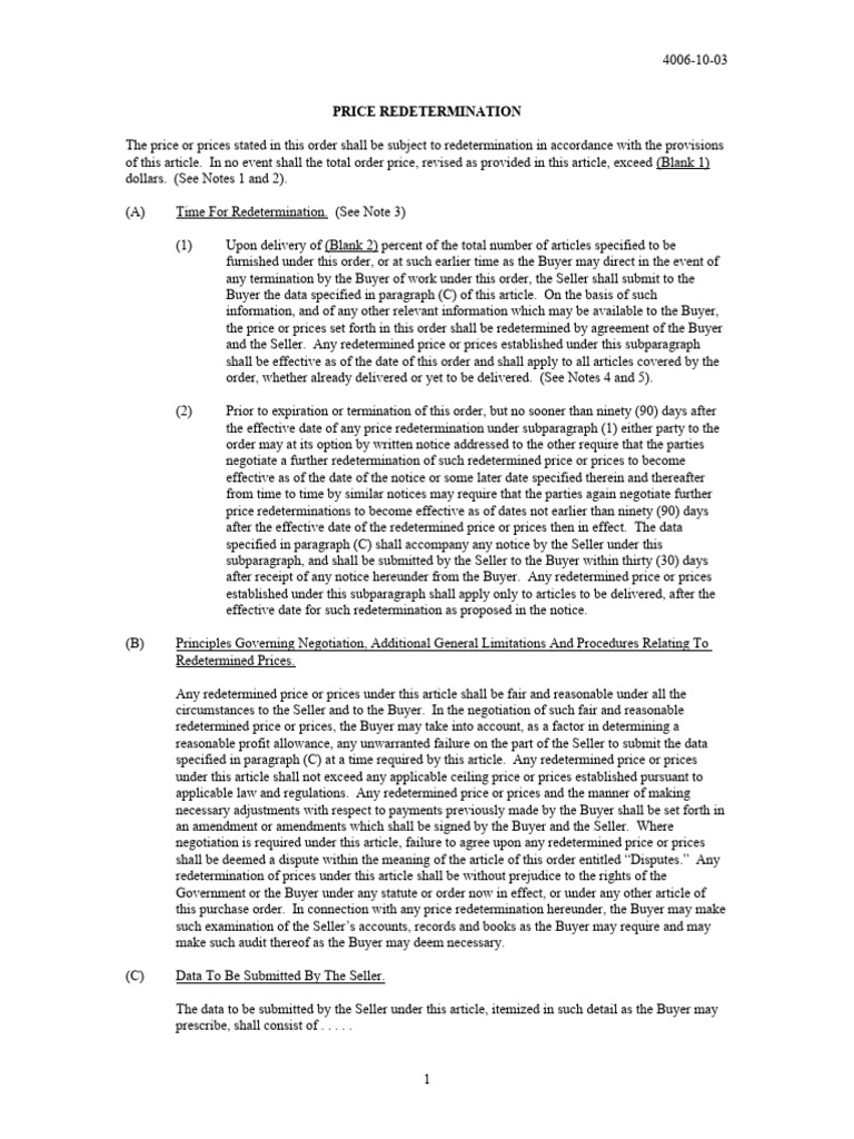 Price Redetermination Guidelines | PDF | Prices | Procurement