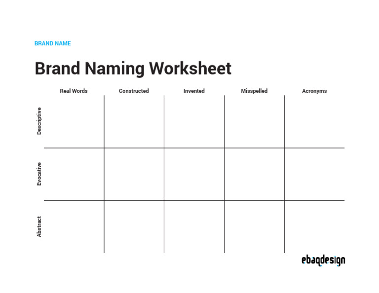 Brand Naming Worksheet by Ebaqdesign | PDF