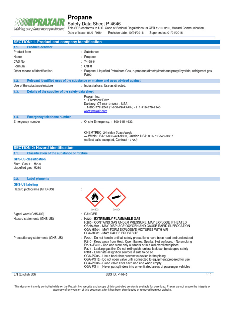 Msds Propana | PDF | Firefighting | Propane