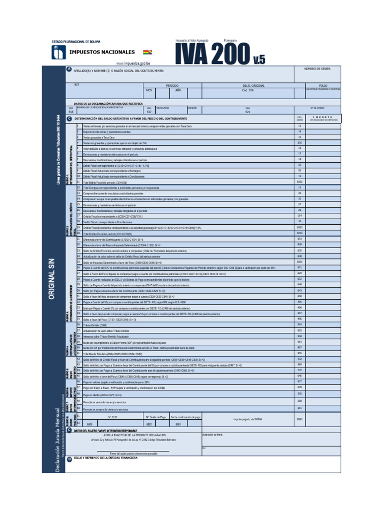Formulario 200 y 400 v5 | PDF | Impuestos | Impuesto al valor agregado