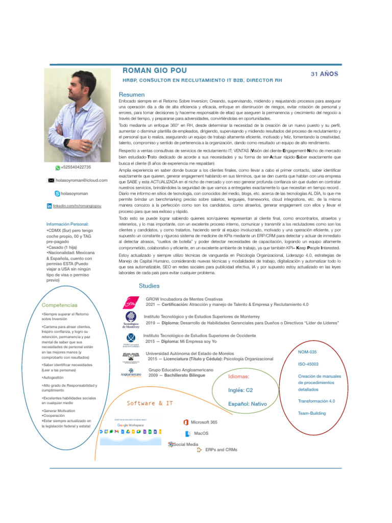 Open Roman - Gio - Pou - Esp - CV | PDF | Reclutamiento | Business