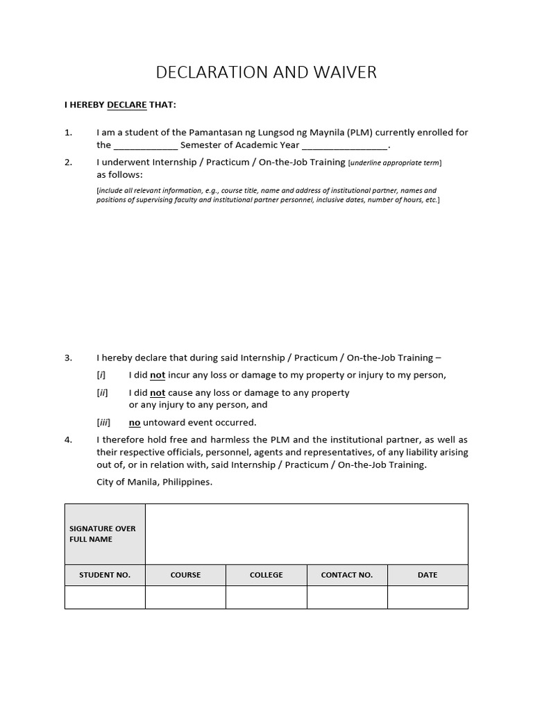 Student OJT Declaration | PDF | Career & Growth | Business