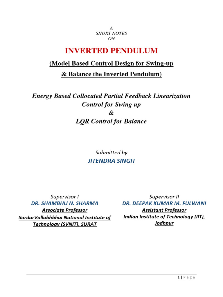 Inverted Pendulum | PDF | Nonlinear System | Mechanics