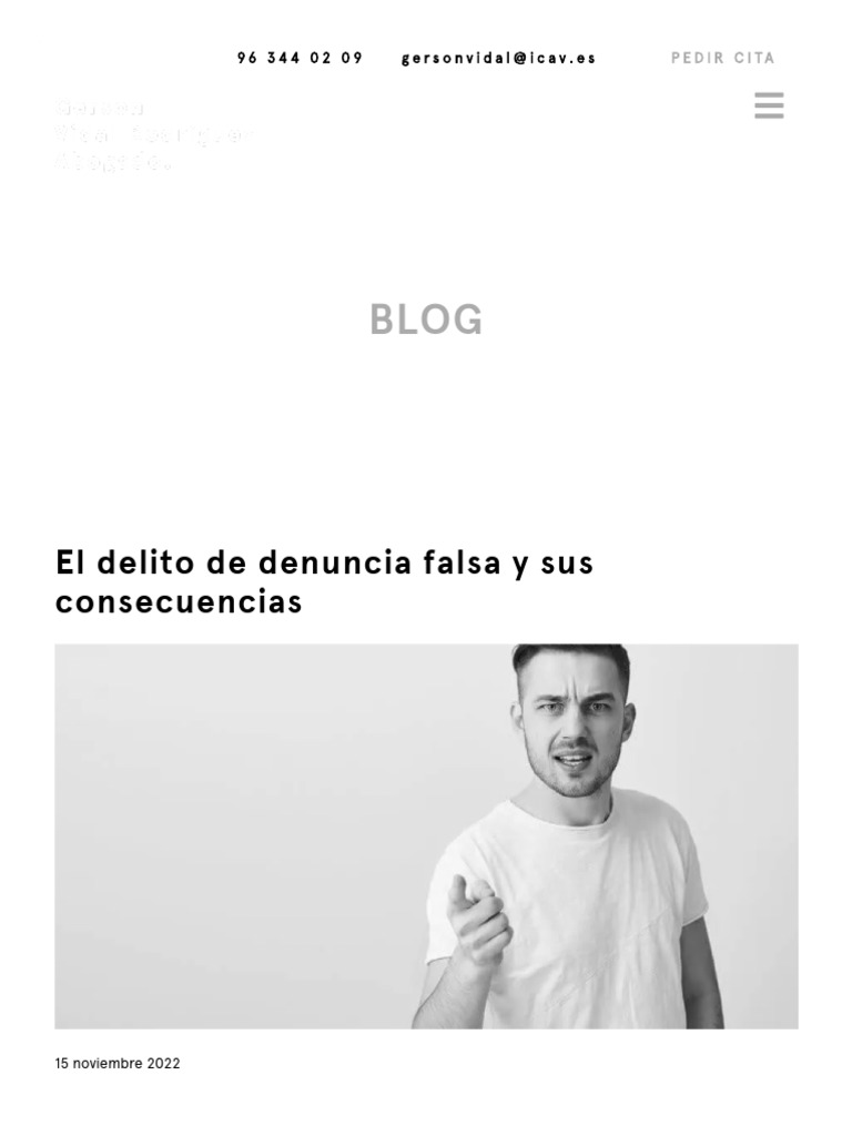 El Delito de Denuncia Falsa y Sus Consecuencias - Gerson Vidal | PDF | Castigos | Intención ...