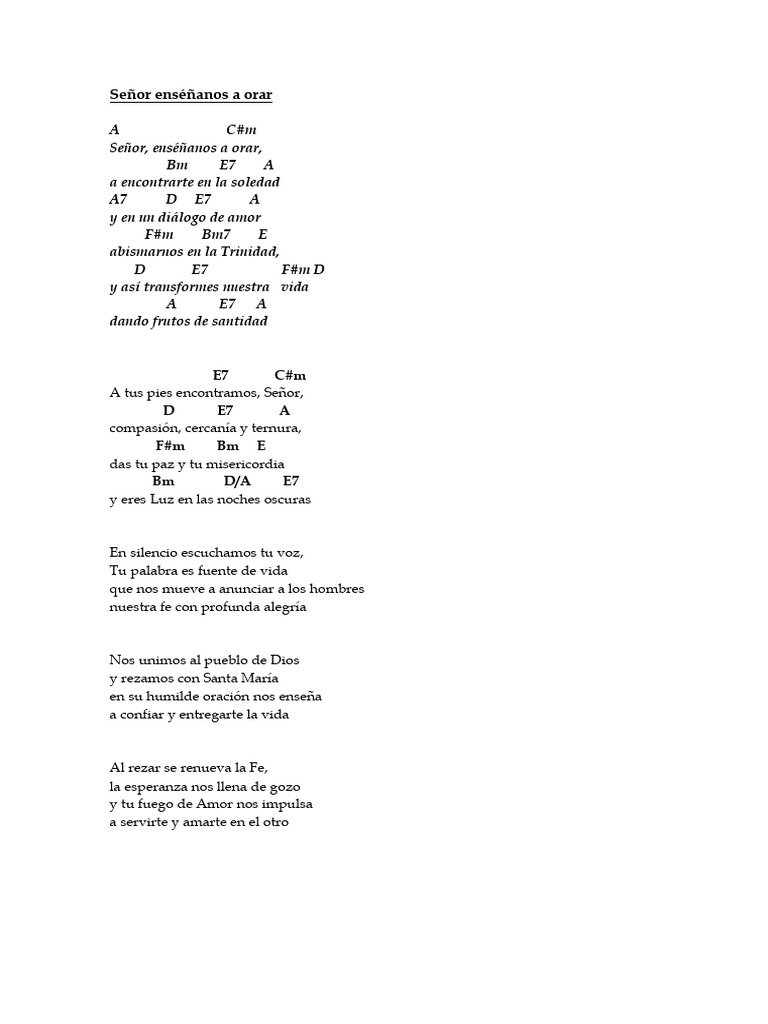 Señor, Enséñanos A Orar - Letra y Acordes | PDF | Artes del Lenguaje y ...