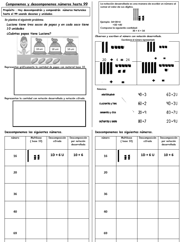 Componemos y Descomponemos Números Hasta 99 - MATEMÁTICA-1 | PDF