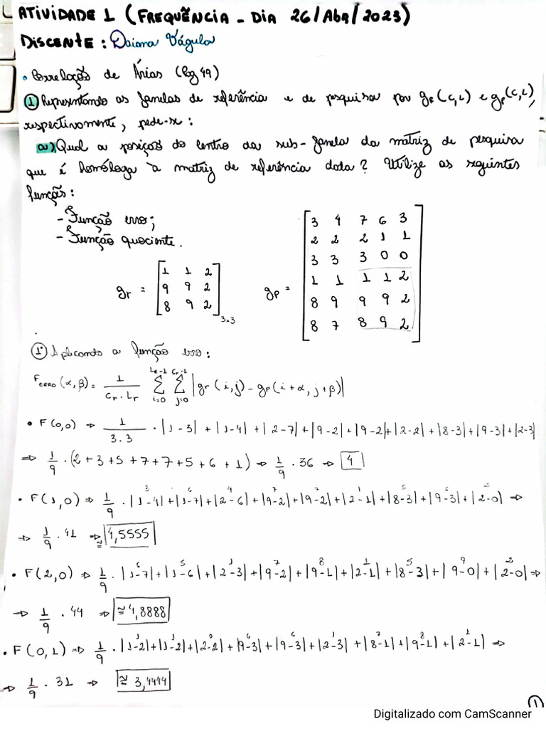Atividade 01 - FotogrametriaV (Daiana Vágula) | PDF