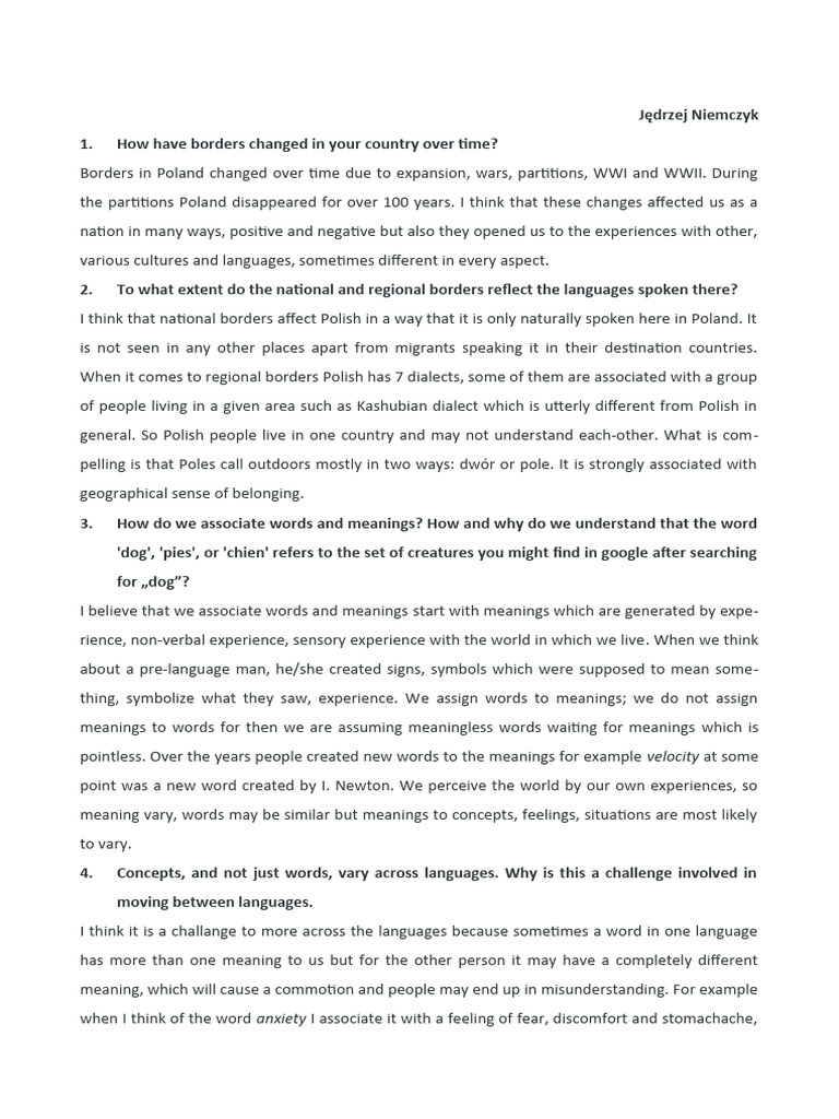 Language, Borders, and Cultural Concepts | PDF | Word | Translations