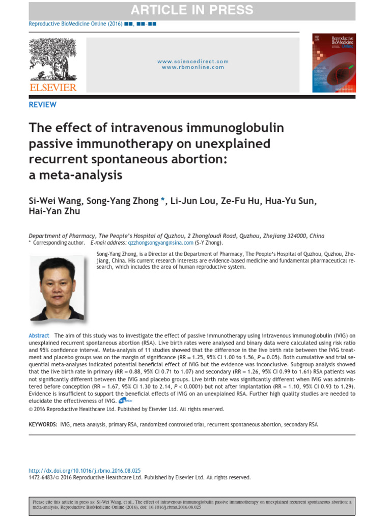 The Effect of Intravenous Immunoglobulin Passive Immunotherapy On ...