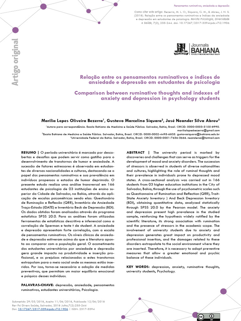 Admin,+07 RPDS+v7n2 1906 | PDF | Saúde mental | Depressão