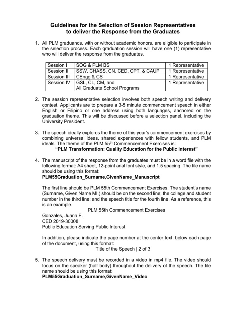 Guidelines - Response From The Graduates FINAL | PDF | Human Communication