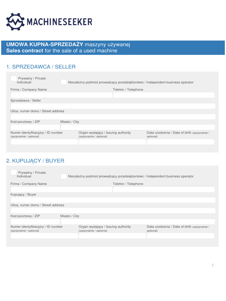 Machineseeker - Wzór Umowy | PDF