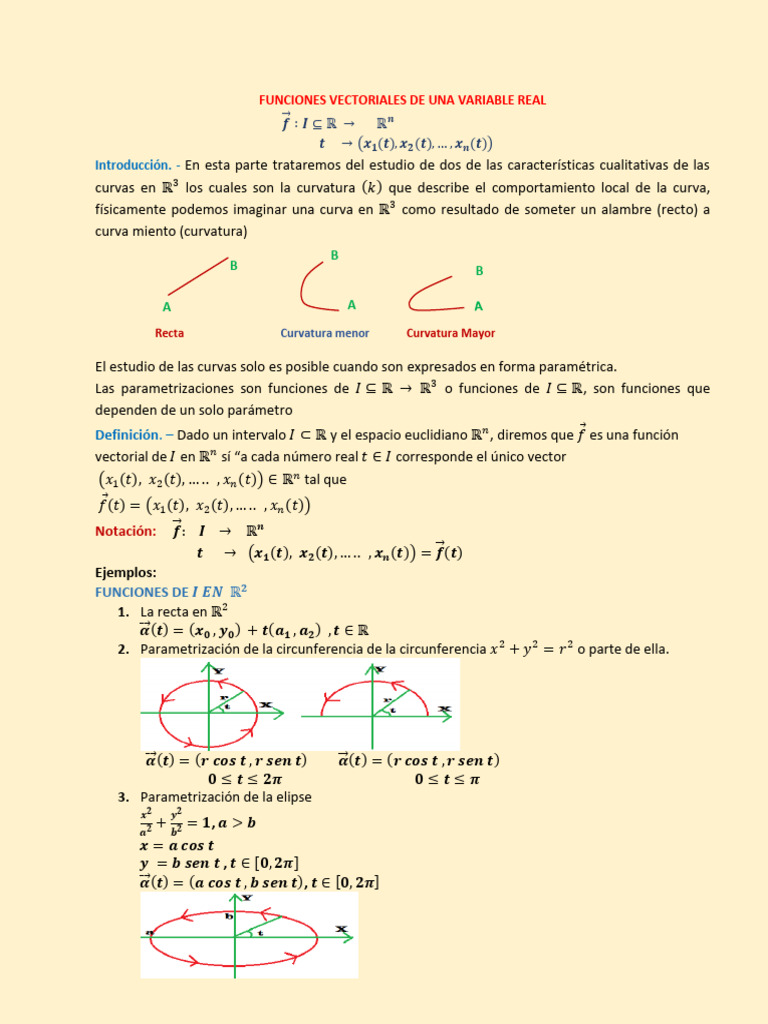Funciones Vectoriales de Una Variable Real | Descargar gratis PDF | Curva | Vector Euclidiano