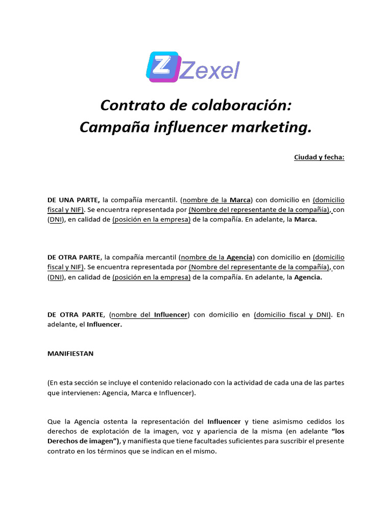 Contrat Whi influencersEEEE | PDF | Impuestos