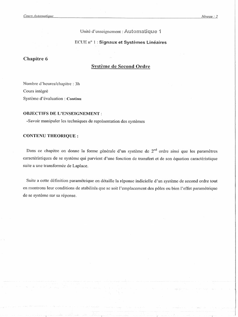 Chapitre_6-Système Du Second Ordre | PDF