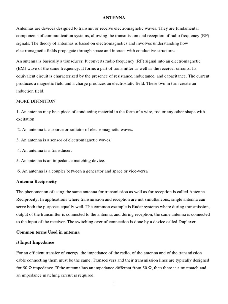 Lecture One Basic Antenna | PDF | Antenna (Radio) | Polarization (Waves)