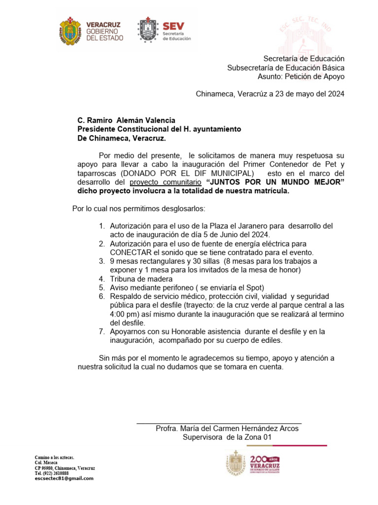 Oficio Preseidente Proyecto | PDF