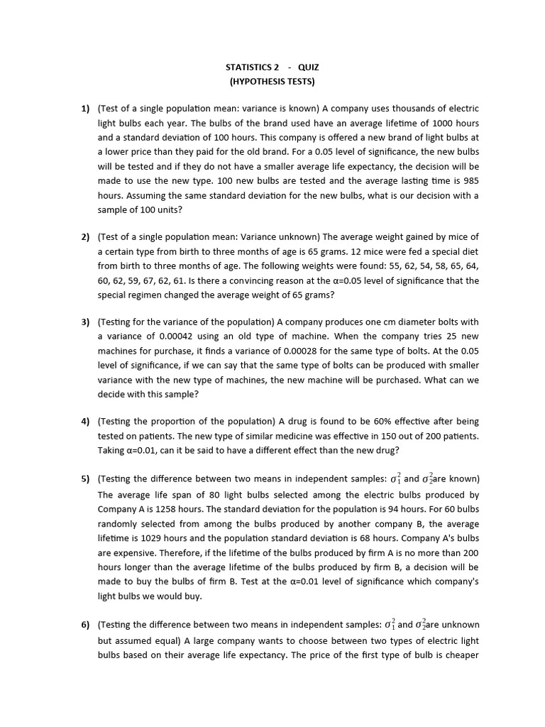 Statistics 2-Quiz | PDF | Variance | Standard Deviation