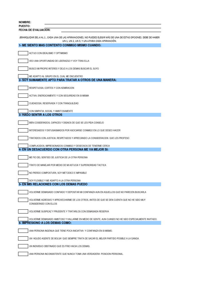 Cuestionario LIFO | PDF