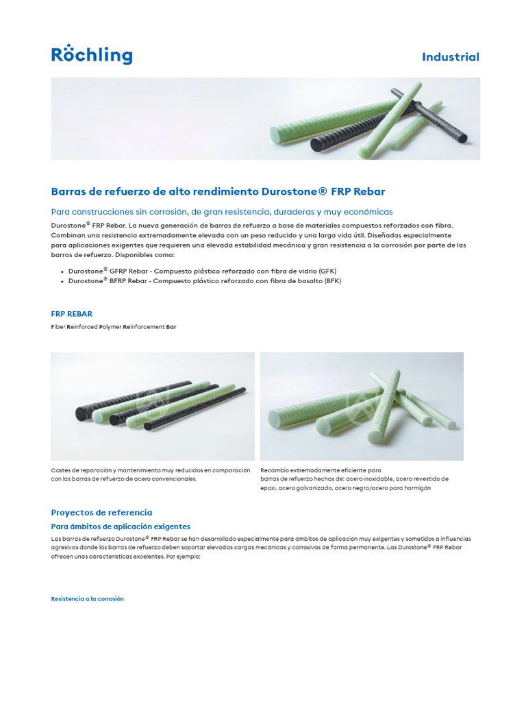 Barras de Refuerzo de Polímeros Reforzados Con Fibras - Durostone FRP ...