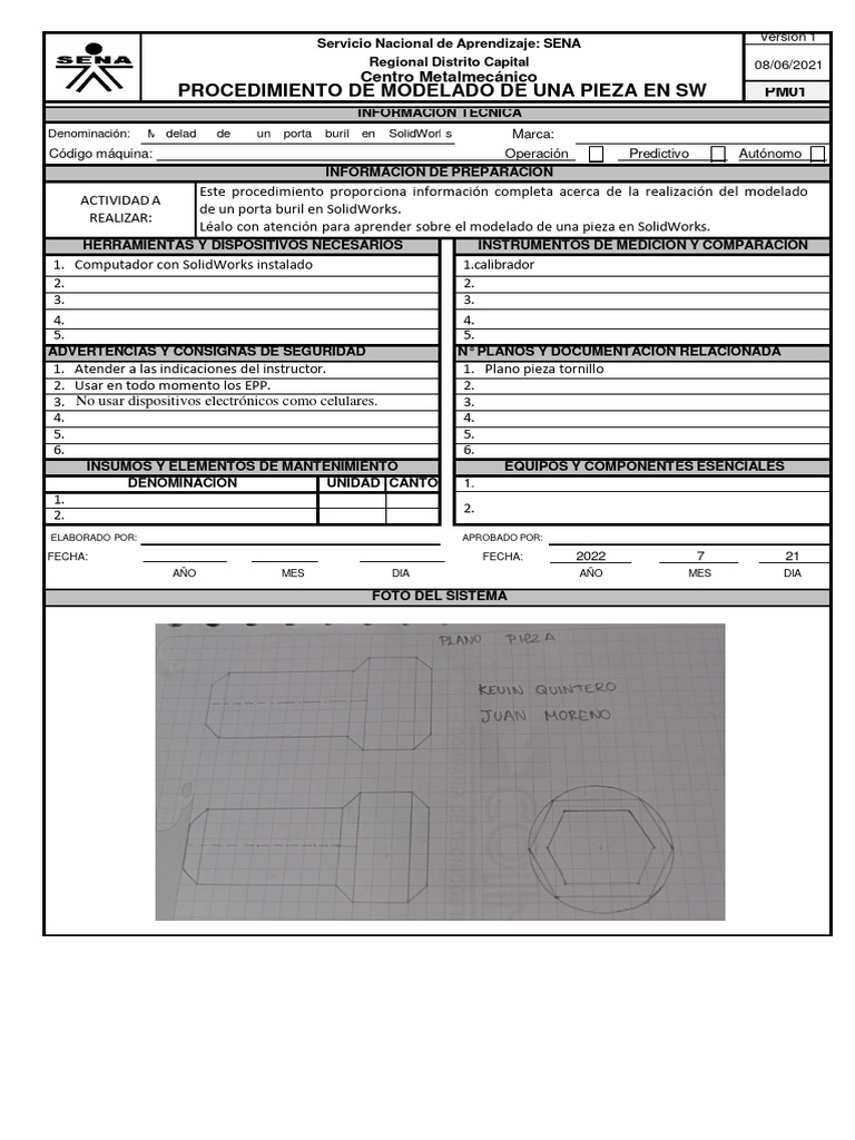 Procedimiento Modelado de Pieza | PDF