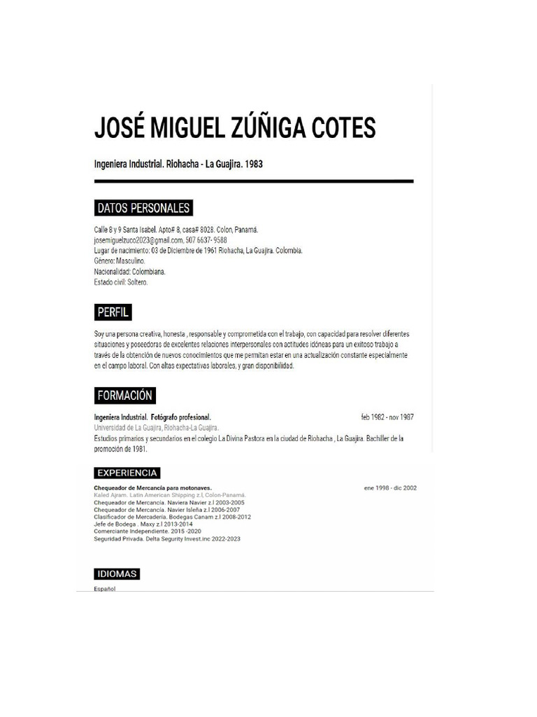 jose miguel zuñiga documento 1 | PDF