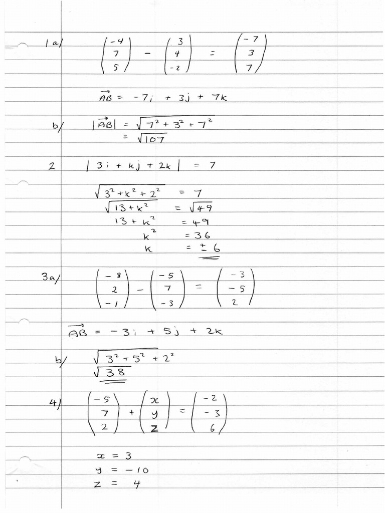 Ch12 3d Vectors Solutions | PDF