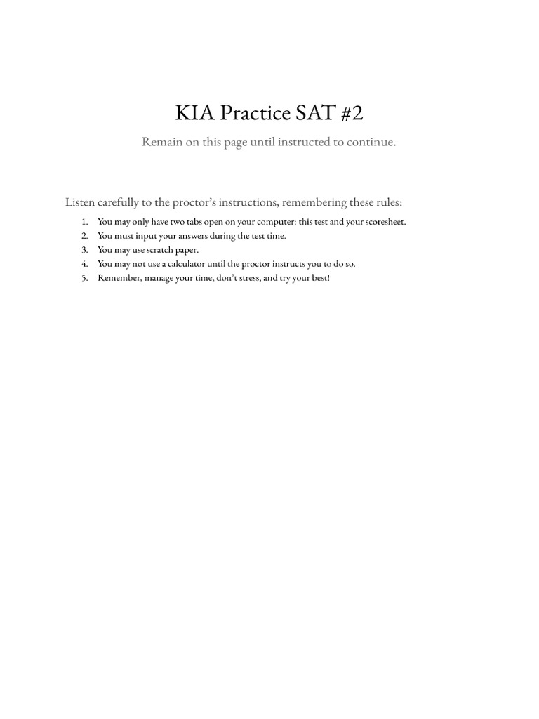 KIA Practice SAT #2 Guidelines | PDF | Career & Growth