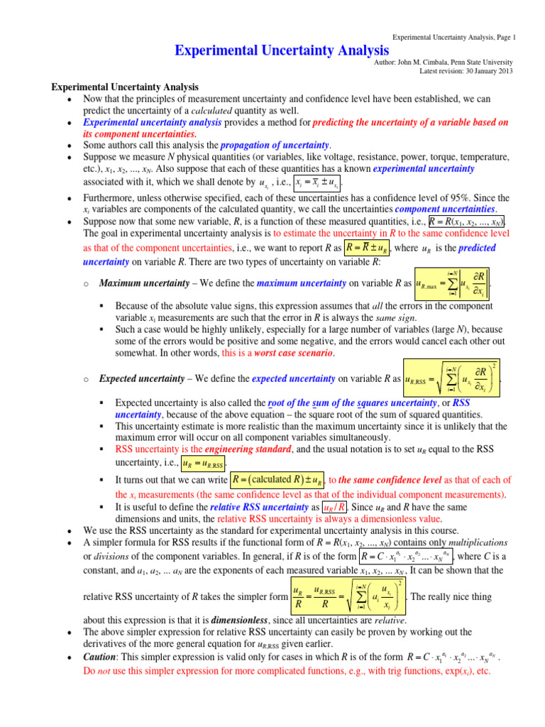 Exper Uncertainty Analysis | PDF | Uncertainty | Significant Figures