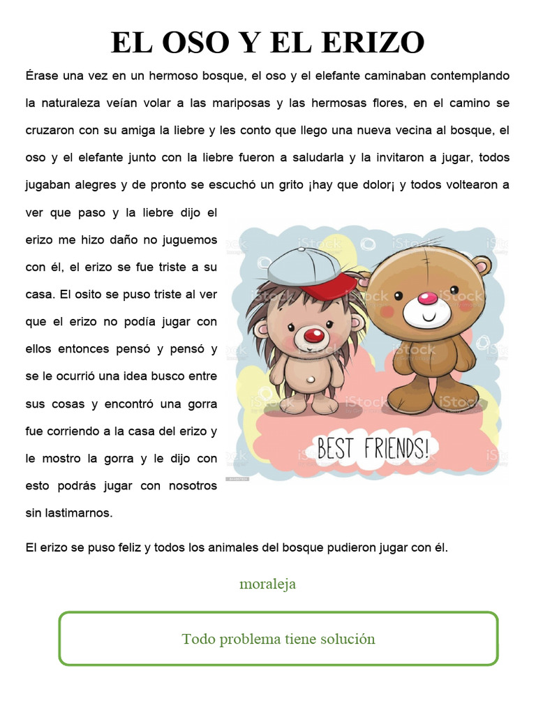 El Oso Y El Erizo Cuento Pdf