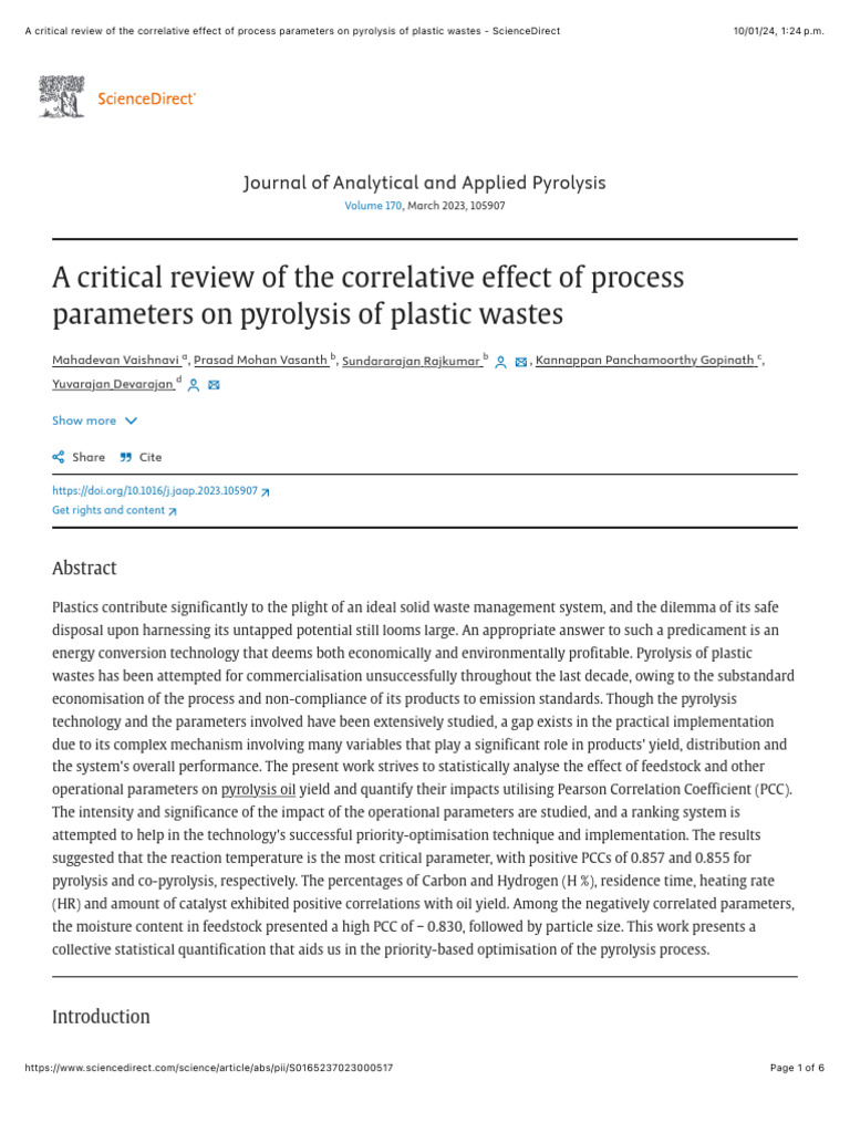 A Critical Review of The Correlative Effect of Process Parameters On ...