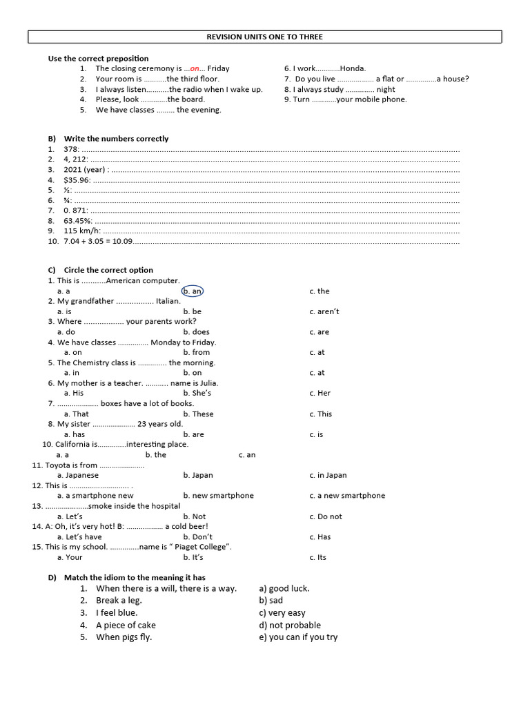 Revision Units One To Three | PDF | Language Arts & Discipline | Home ...