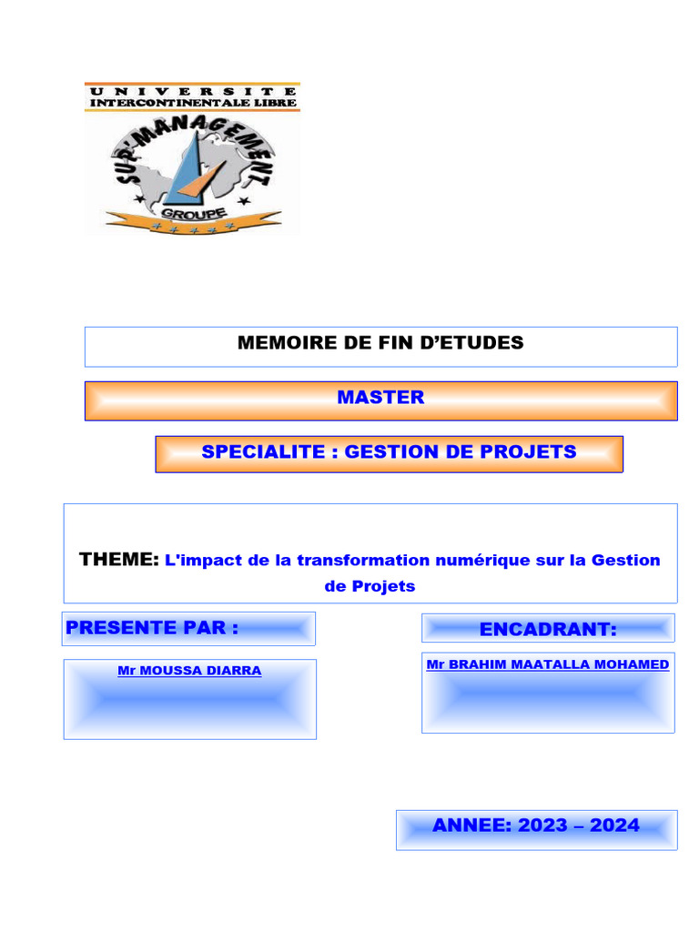 Mémoire de Fin D'étude | PDF | Gestion de projet