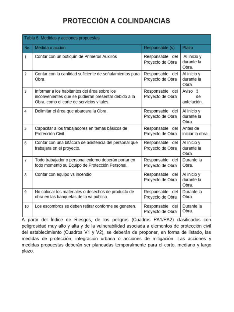 Protección A Colindancias | PDF