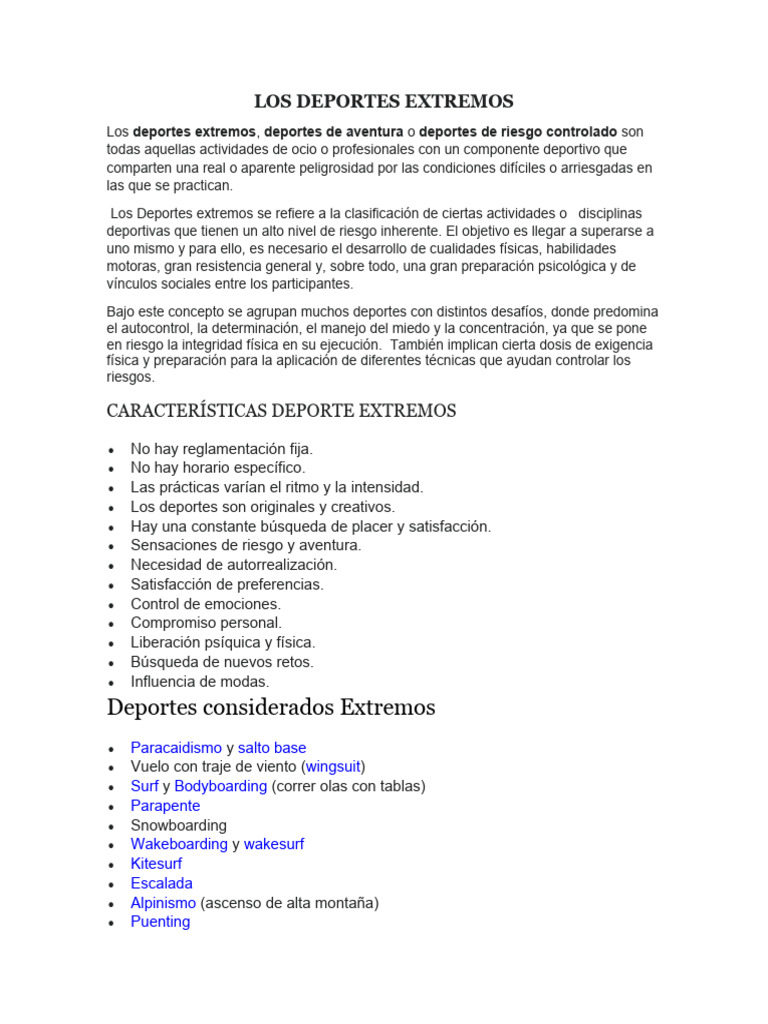 Deportes extremos en el aire | PDF | Recreación al aire libre