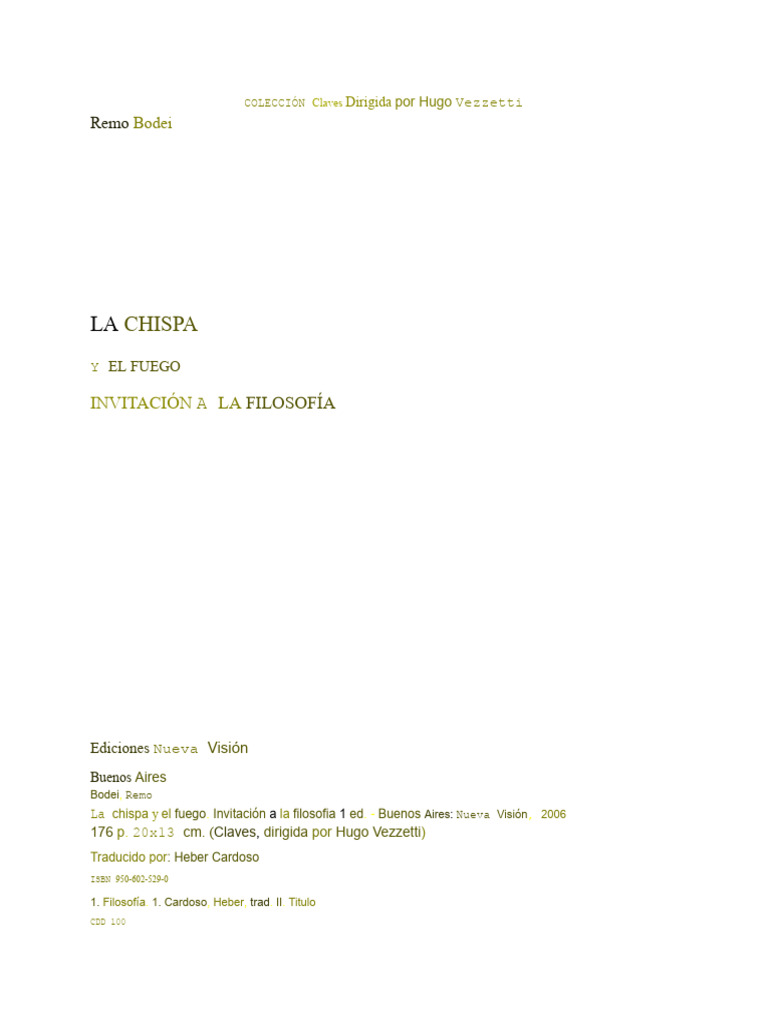 Bodei Remo La Chispa y El Fuego Completo | PDF | Platón | Verdad