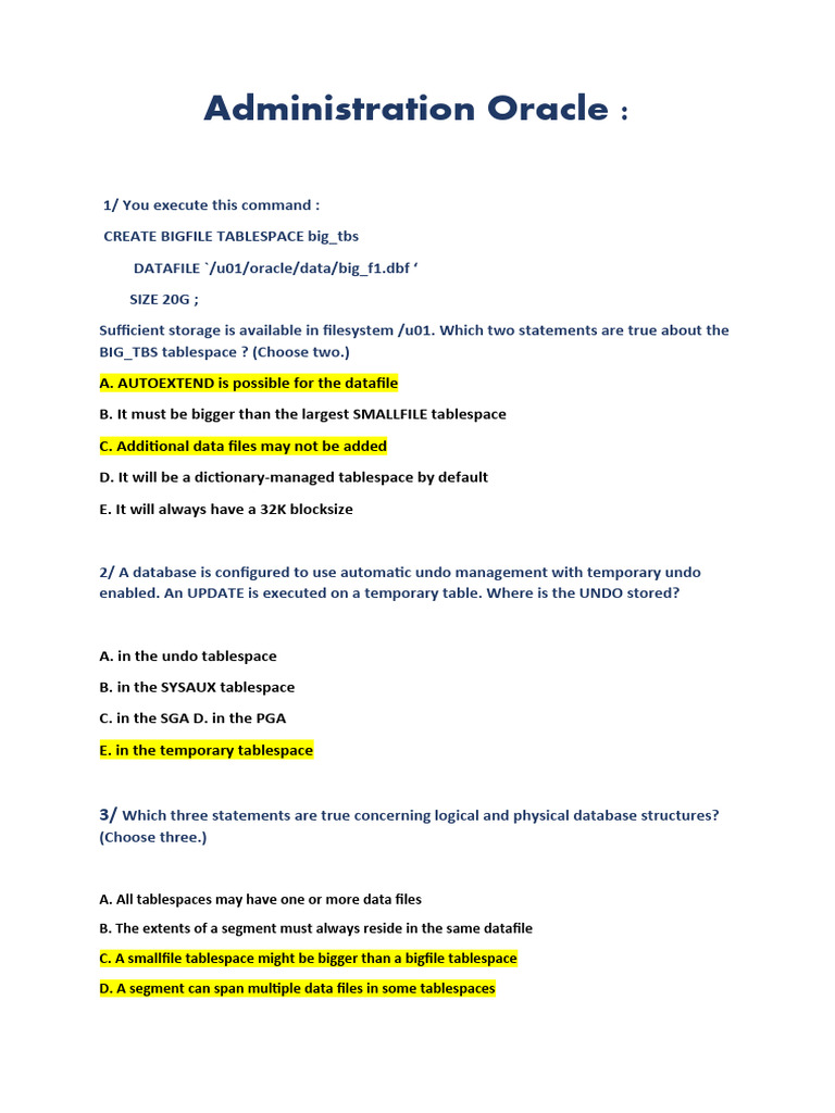 Administration Oracle | PDF | Databases | File System